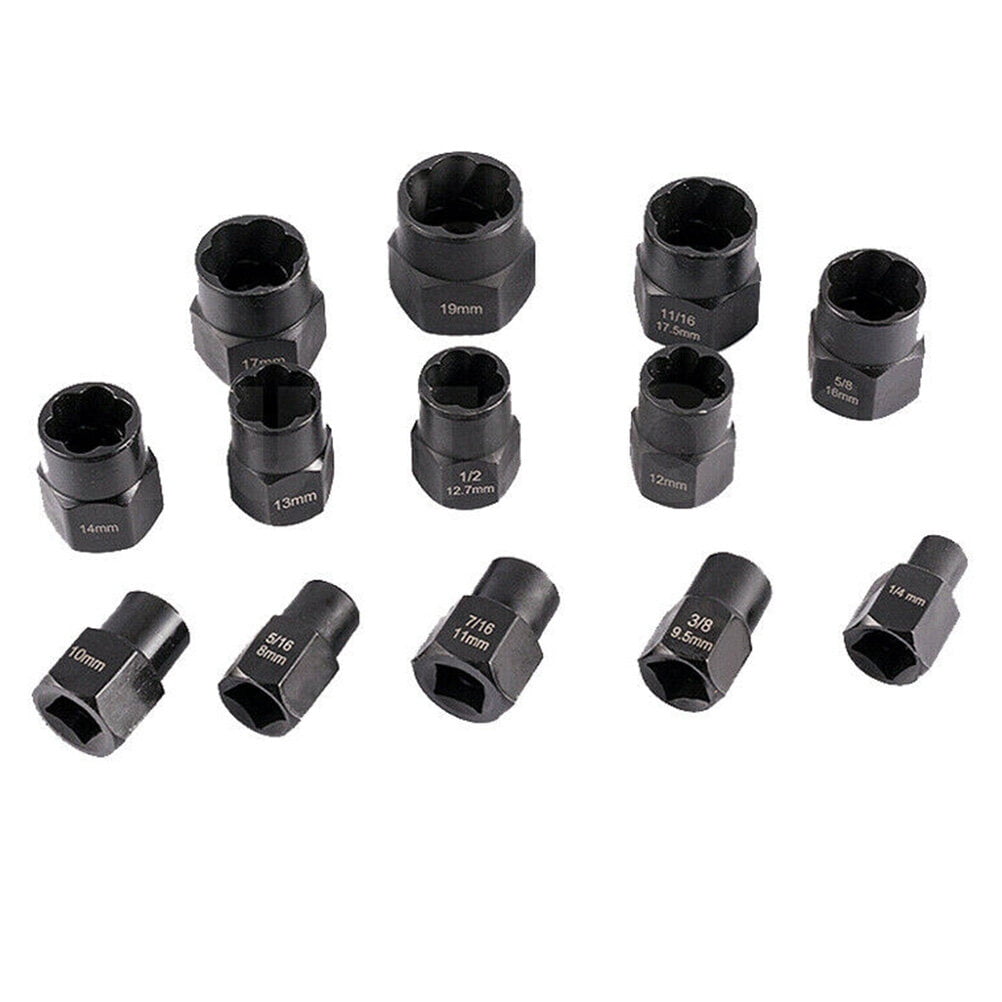 13pcs Impact Bolt Nut Removal Extractor Socket Tool Set Broken Nut ...