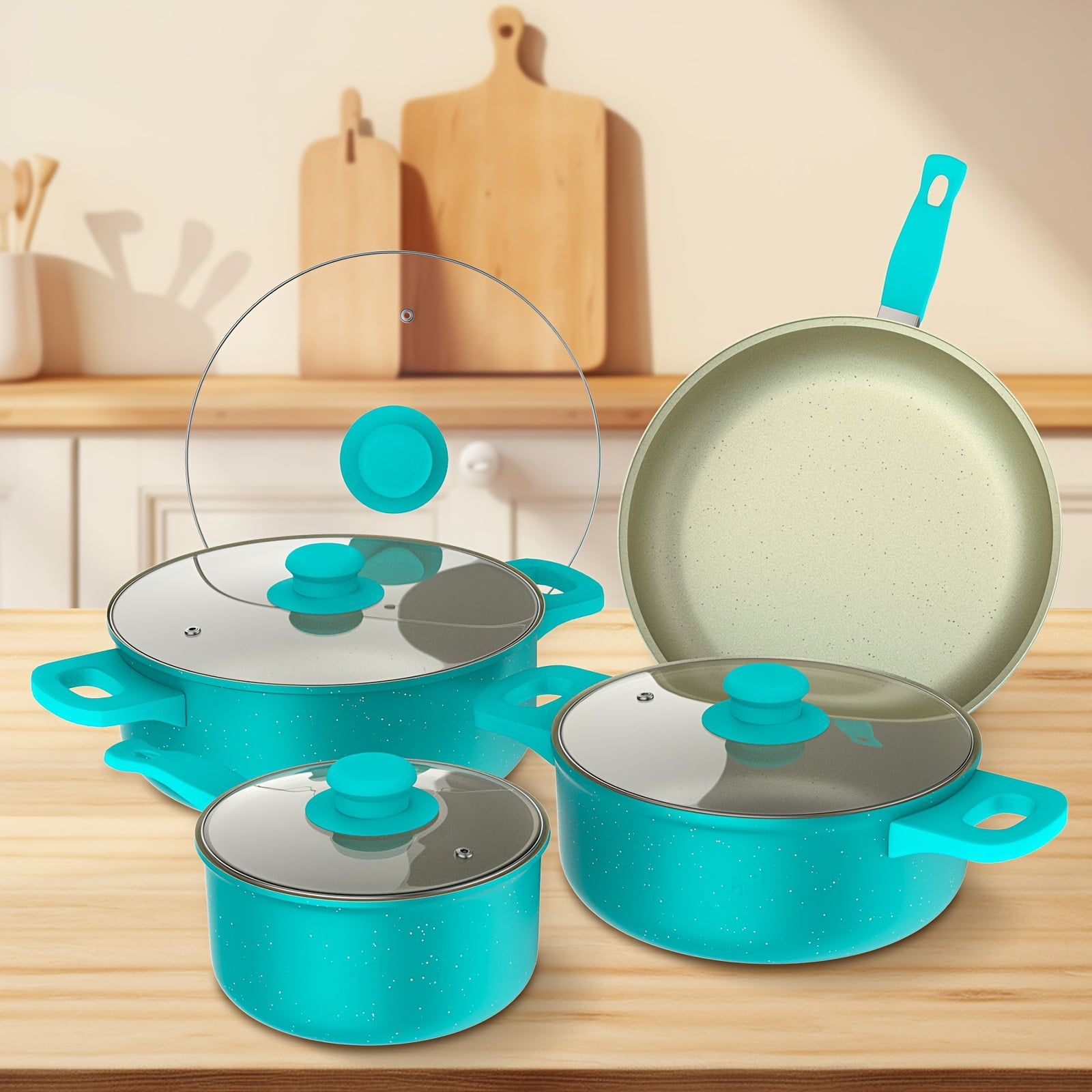 13pcs Non-Stick Induction Cookware Set - Brush Resistant, Easy Wash ...