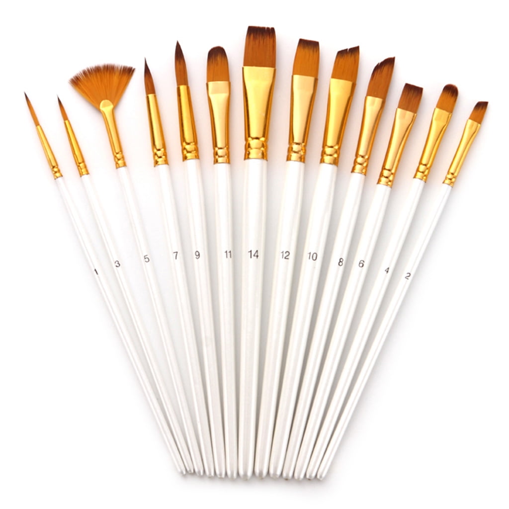 13pcs Nylon Hair Wooden Handle Watercolor Paint Brush Pen Set for Oil ...