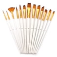 13pcs Nylon Hair Wooden Handle Watercolor Paint Brush Pen Set for Oil ...