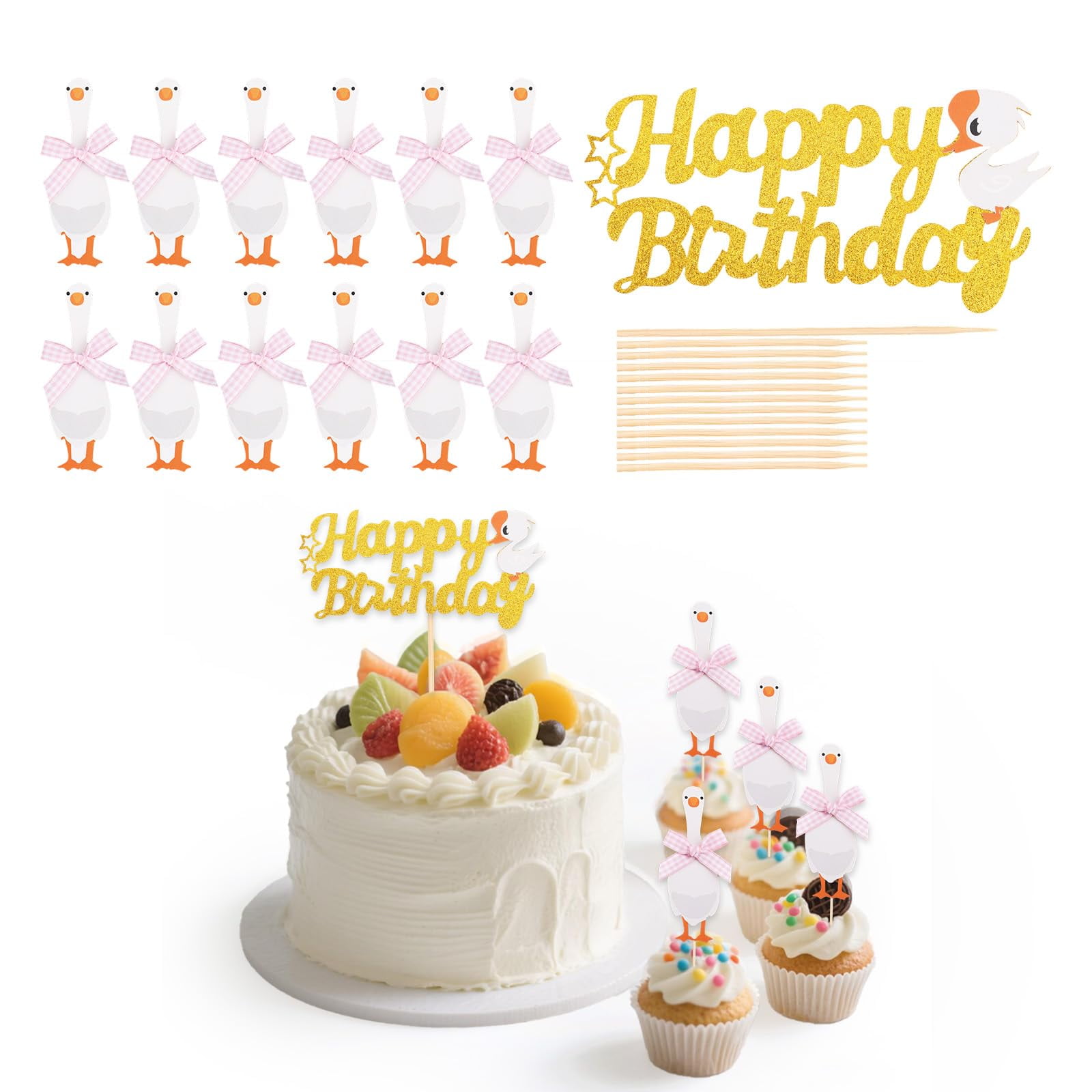 13pcs Silly Goose Cake Toppers, Goose ITL1 Cupcake Toppers Funny Happy ...