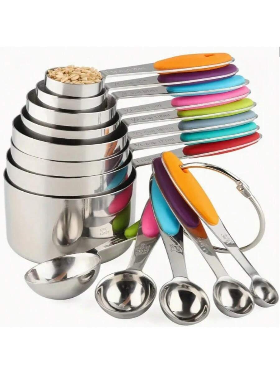 13pcs Stainless Steel Measuring Cup Set 8 Stackable Cups 5 Measuring ...
