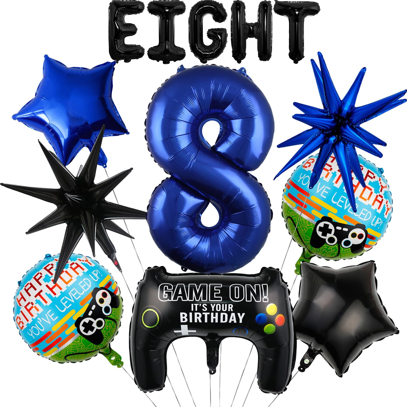 13pcs Video Game Themed STF9 Party Decorations, Number 8th Boys ...