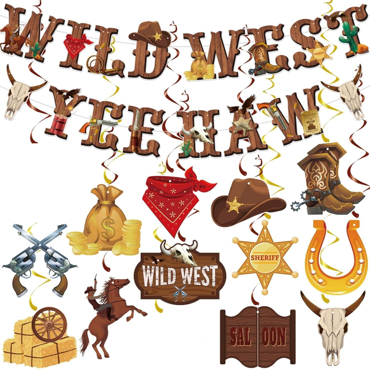13pcs Western Party Decorations Western Cowboy Banners Hanging ...