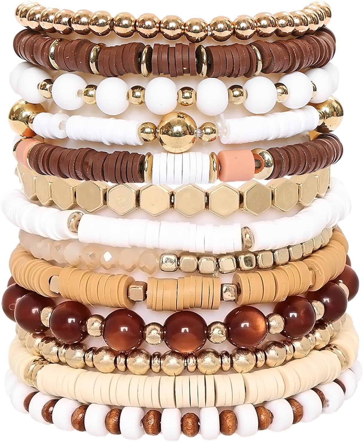 13pcs Women Gold Jewelry Surfer Fine Cutting-edge Heishi Clay Bead ...