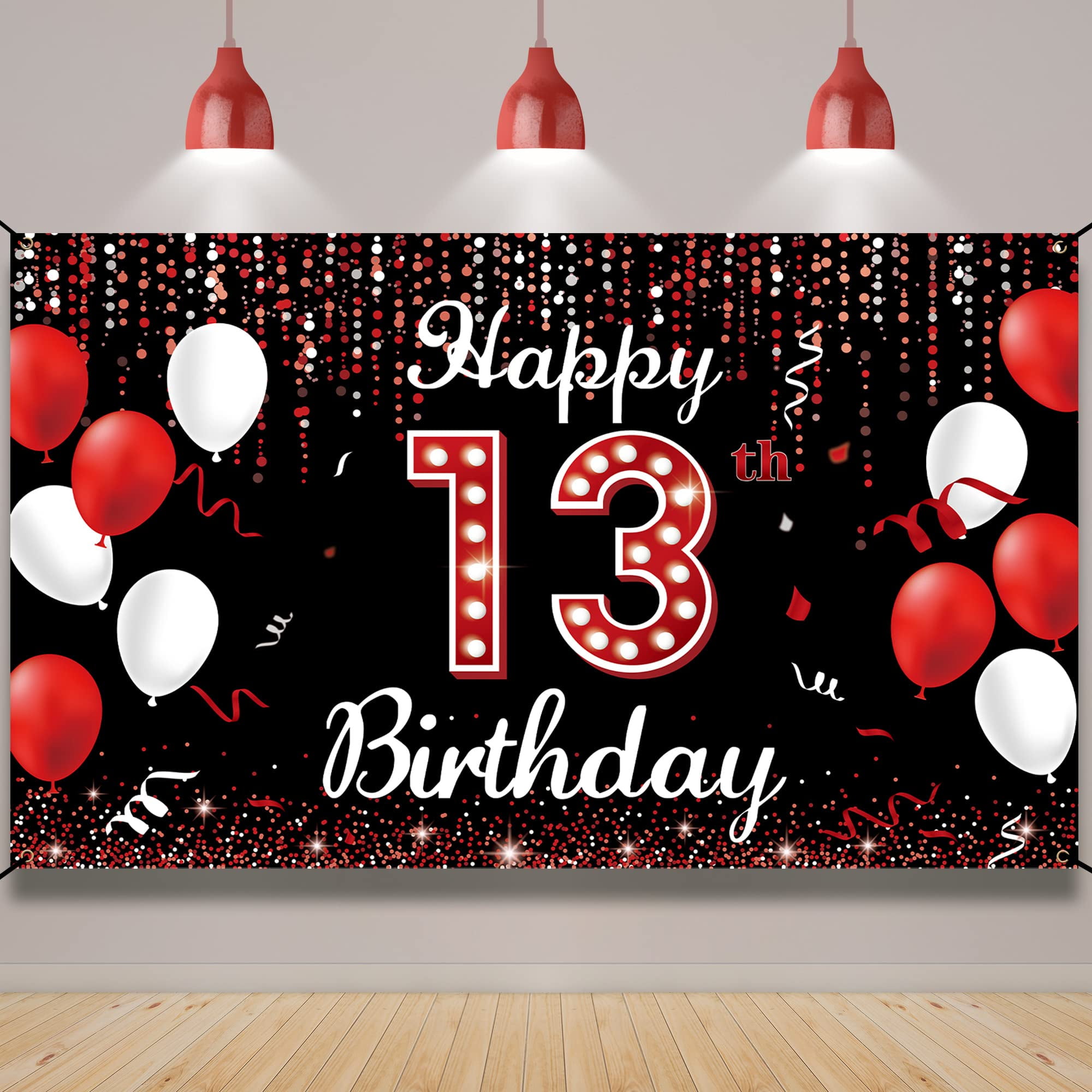 13th Birthday BackdropTRDN Banner, Happy 13th Birthday Decorations for ...