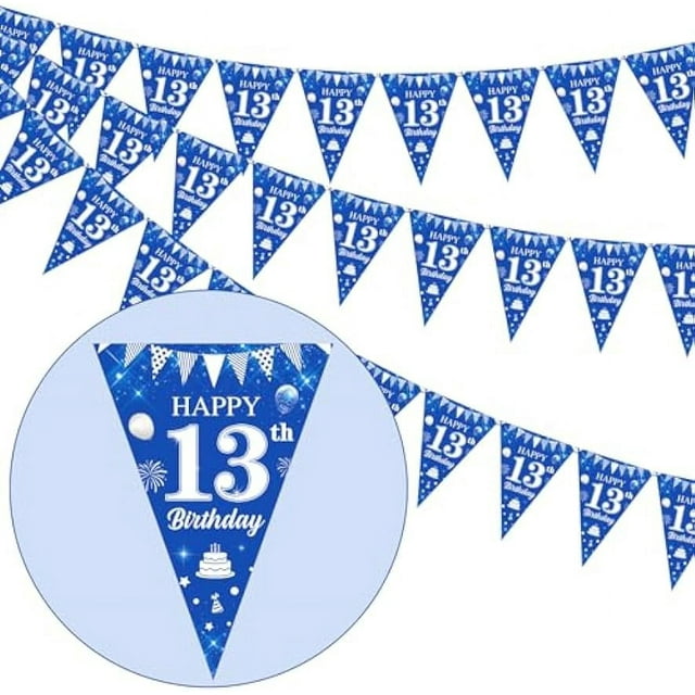 13th Birthday Decorations for Boys Blue, 3 Pack 13th Happy Birthday ...