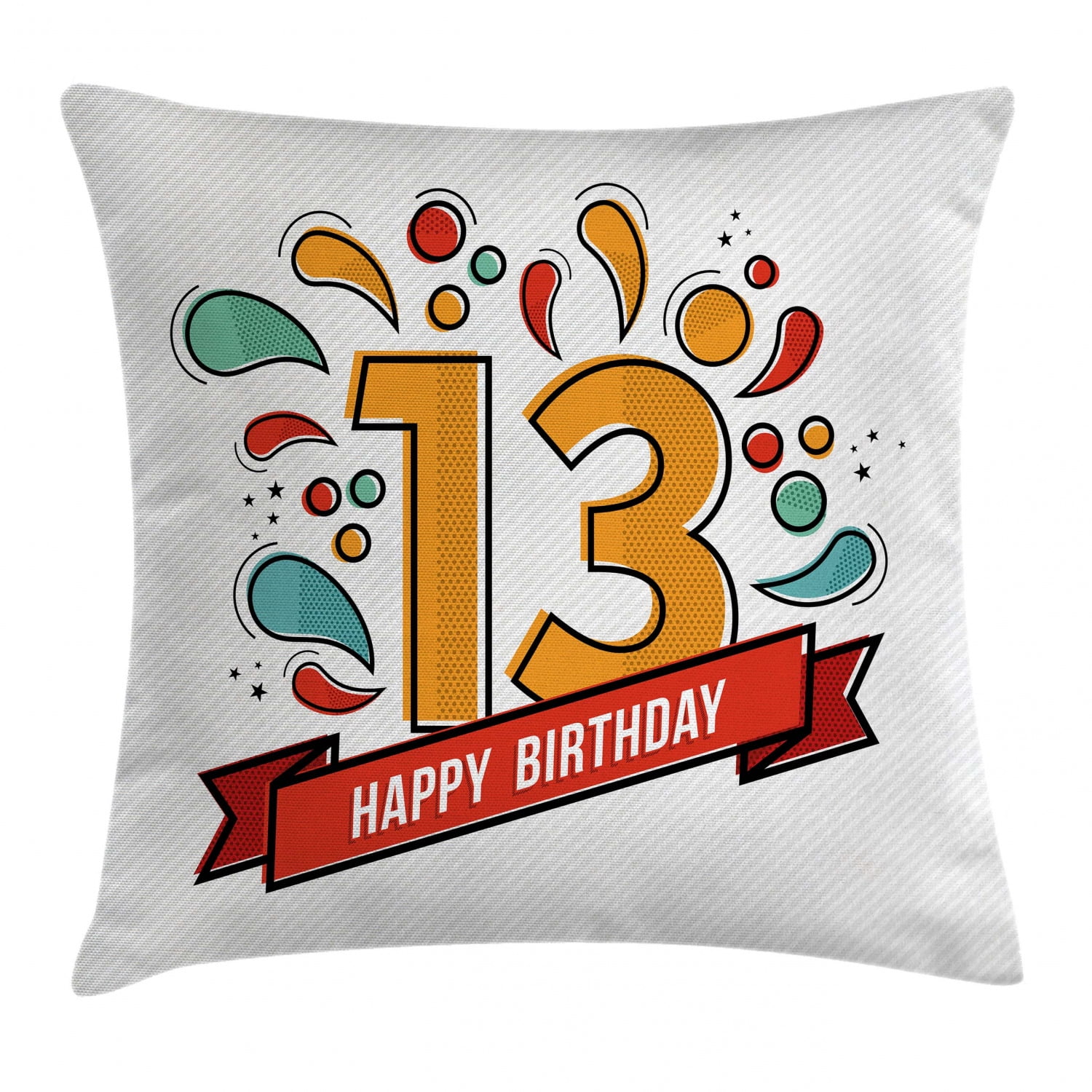 13th Birthday Decorations Throw Pillow Cushion Cover, Modern Line Art ...
