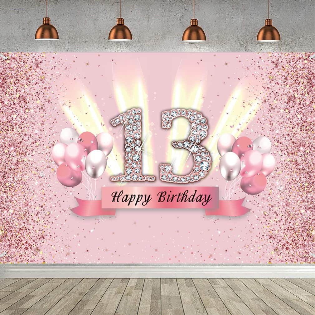 13th Birthday Decorations for Girls Happy 13th Birthday Backdrop Banner ...