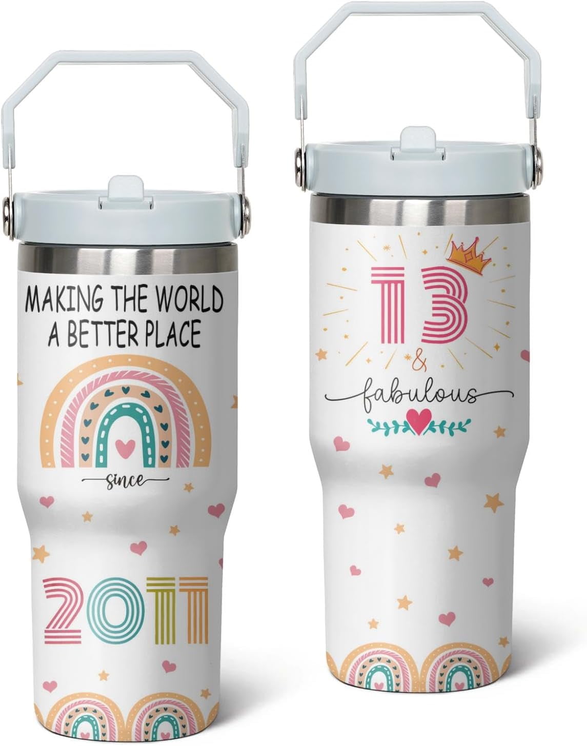 13th Birthday Gifts Cup, 30 Oz Stainless Steel Tumbler with Handle ...