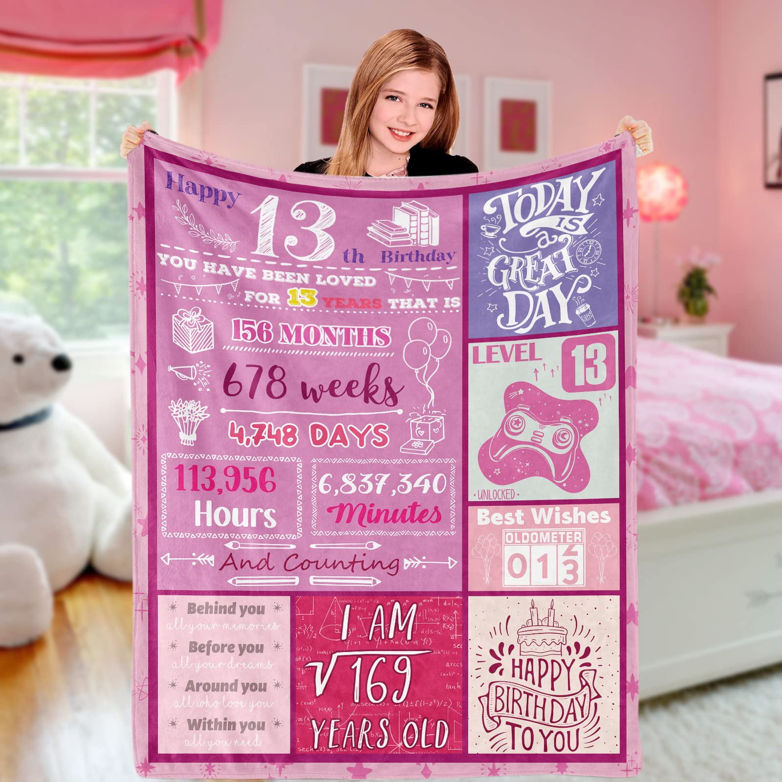 13th Birthday Gifts for Girls Happy 13th Birthday Blanket for Girls 13 ...