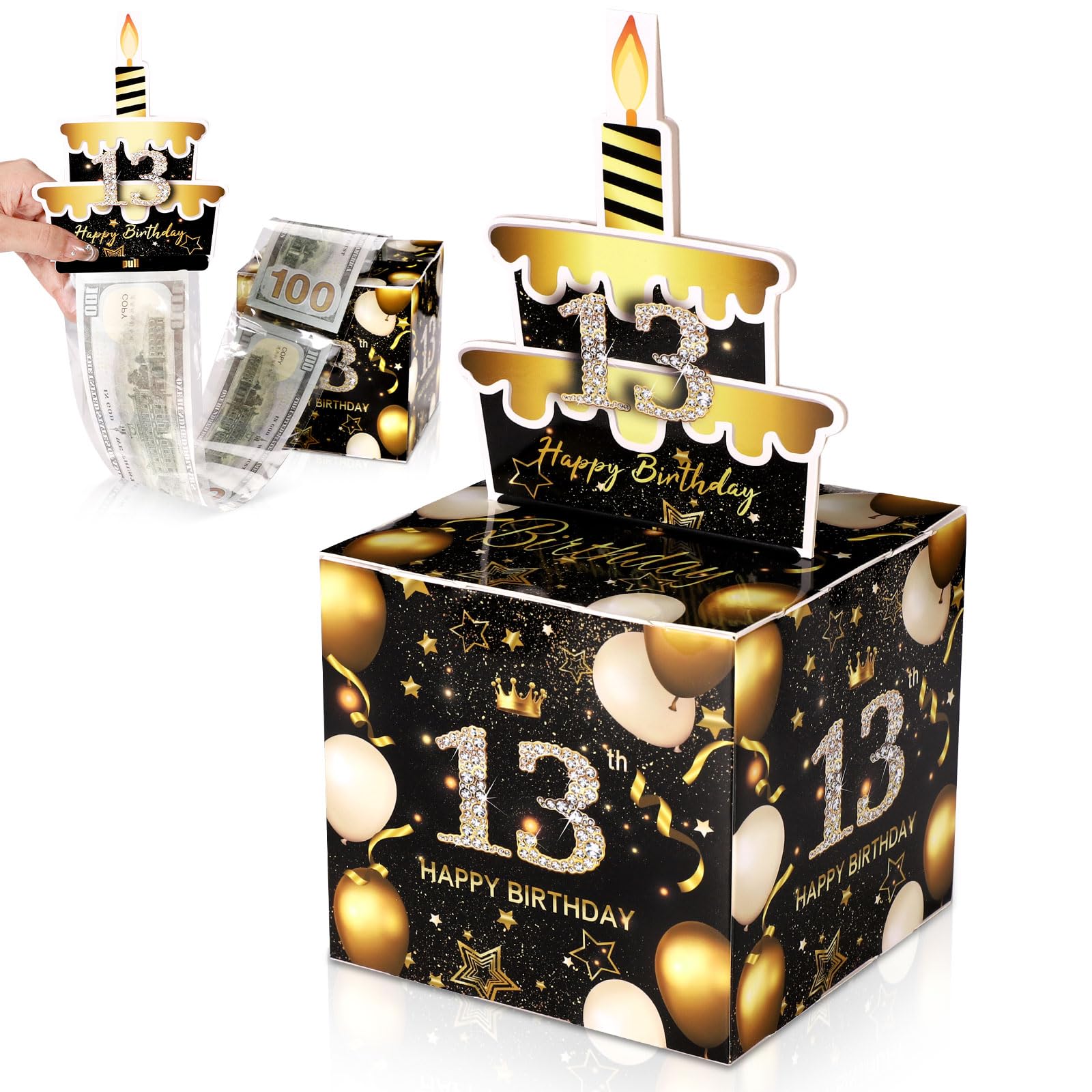 13th Birthday Money Box, 4.72 Inch Surprising Money Gift Box Money Roll ...