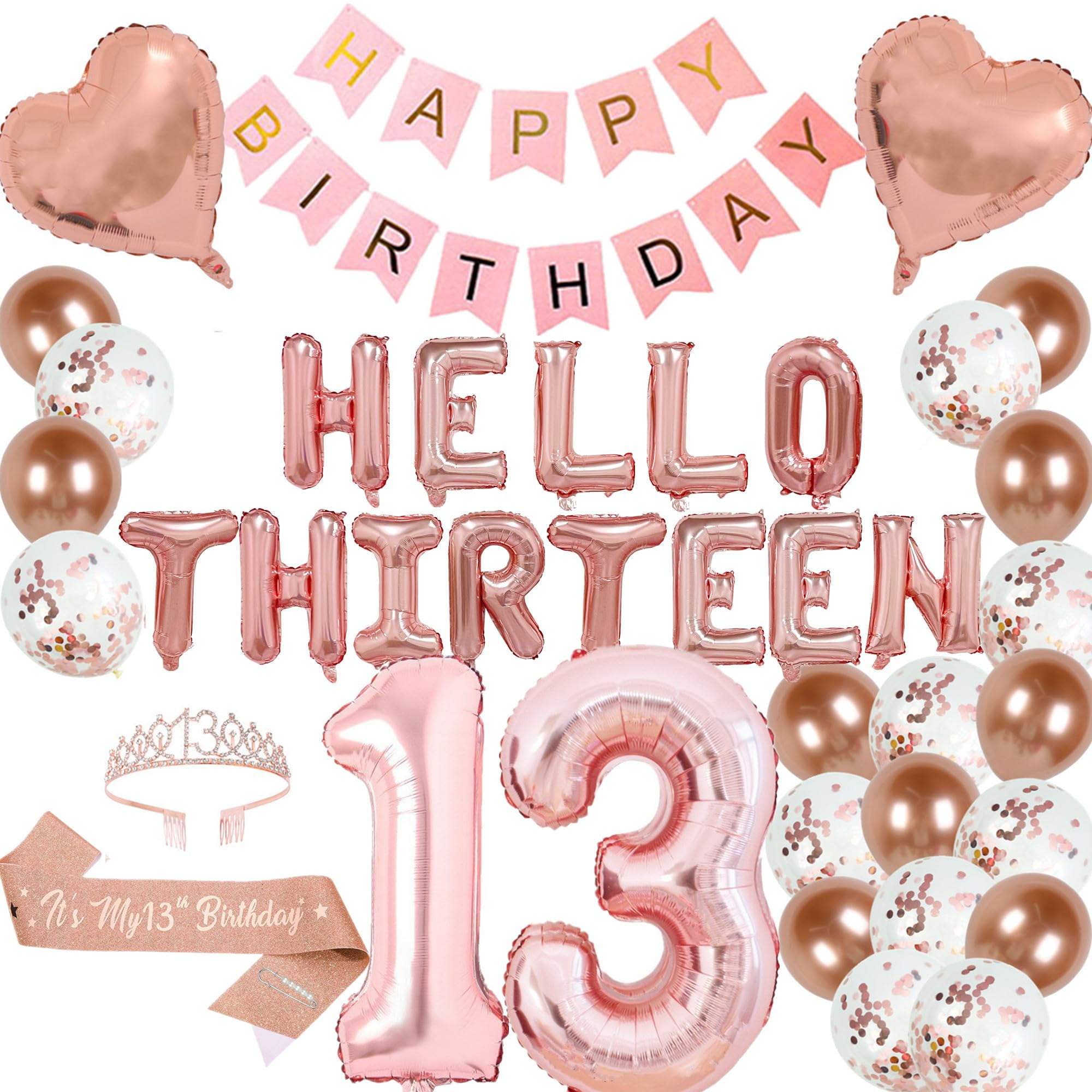 13th Birthday Party Decorations Hello Thirteen KKS1 Party Balloons 13th ...