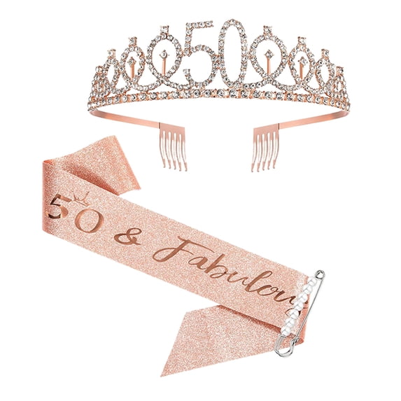 13th Birthday Party Light-up Decoration for Girls Rose Gold Sash Set ...