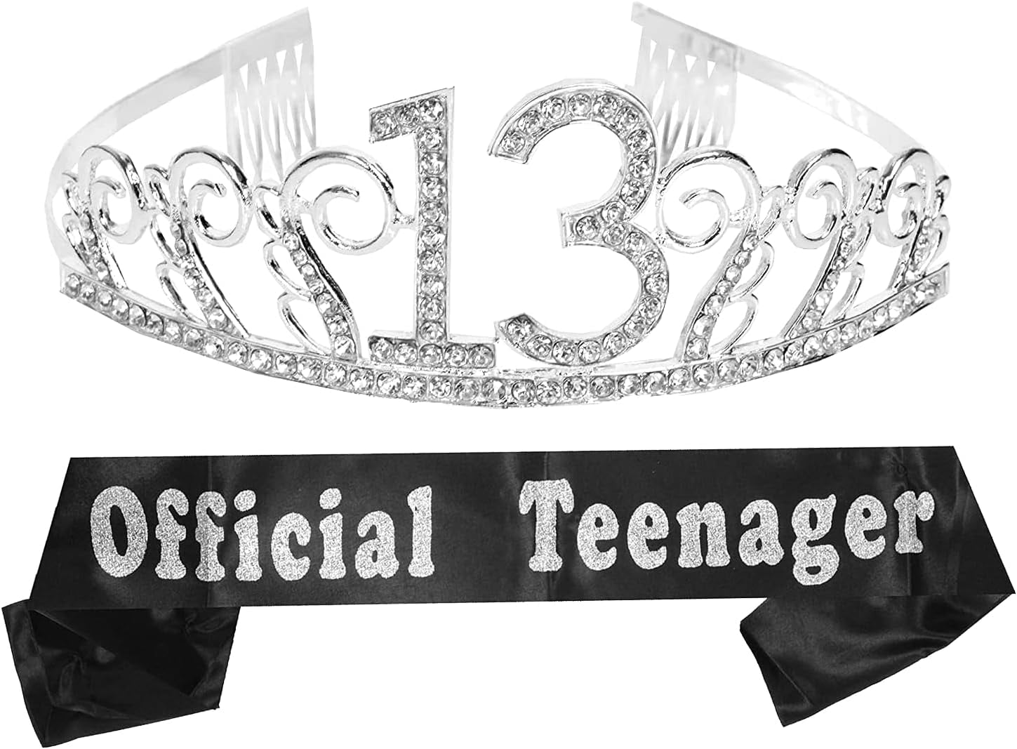 13th Birthday Sash And Tiara For Girls - Fabulous Set: Glitter Sash ...