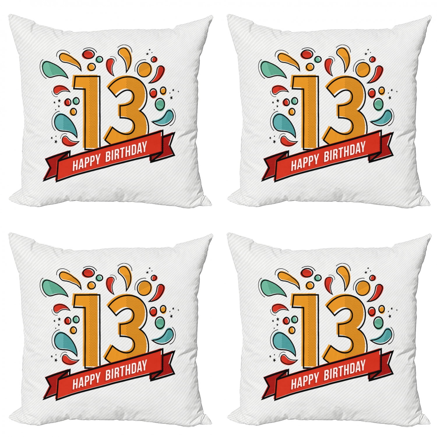 Ambesonne Modern Throw Pillow Cover 4 Pack, Line 13 Year, 16 ...