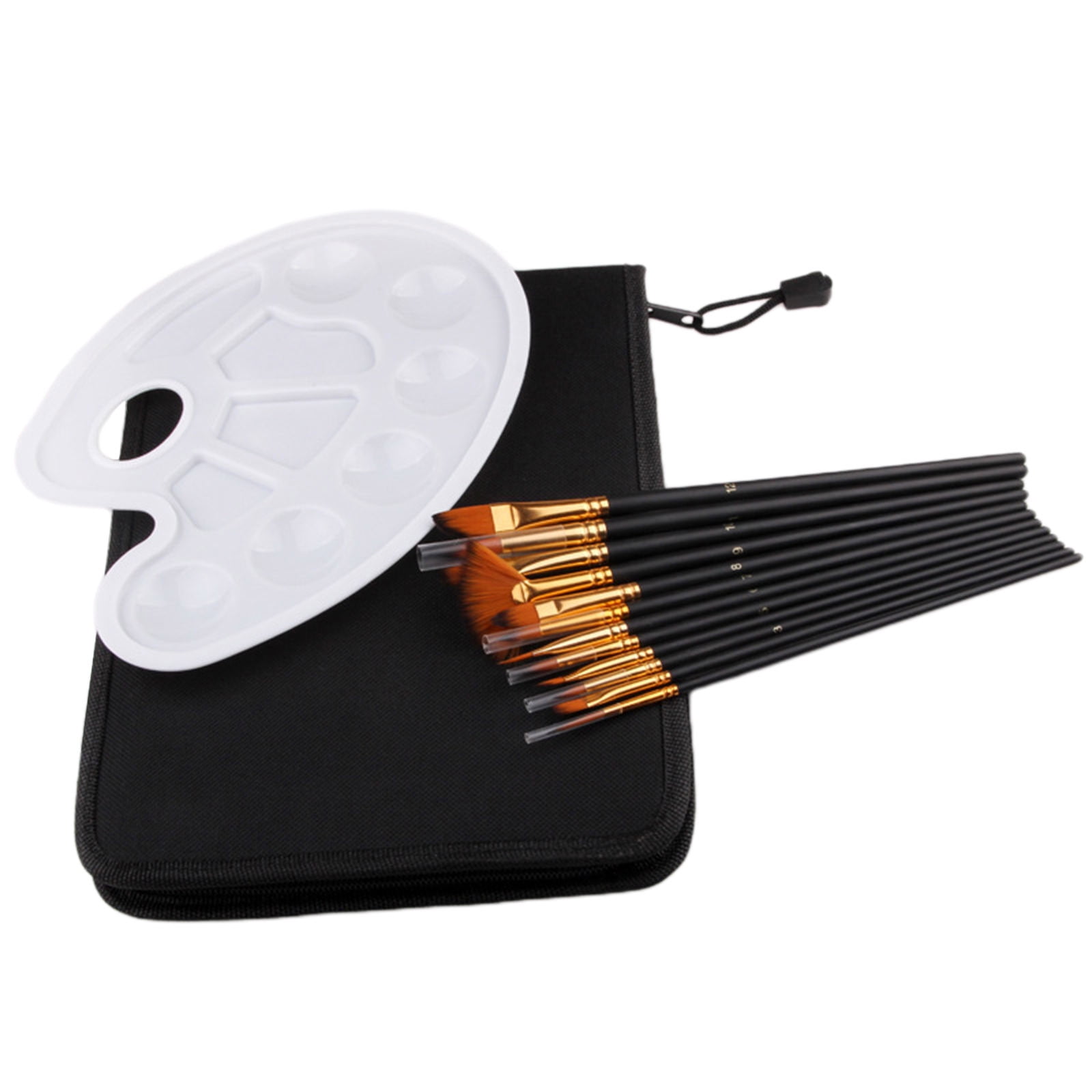 13x Acrylic Paintng Brushes with Paint Palette Artist Nylons Hair ...