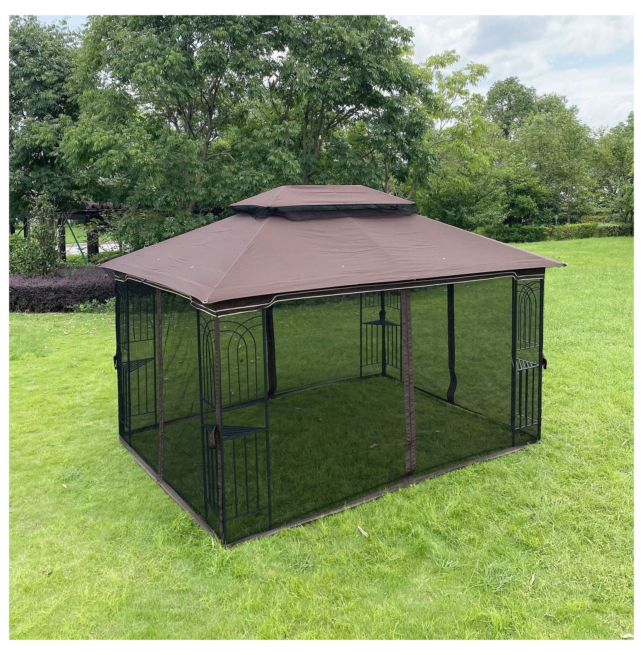 13x10 Outdoor Gazebo Canopy Tent, Double Roof, Mosquito Netting, Patio ...