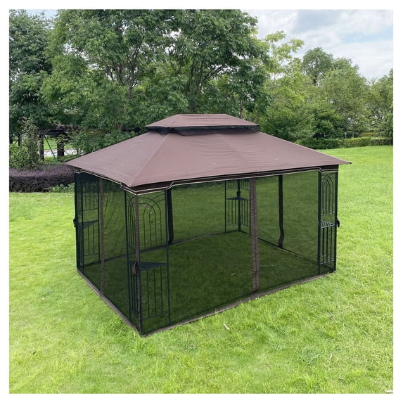 13x10 Outdoor Gazebo Canopy Tent, Double Roof, Mosquito Netting, Patio ...
