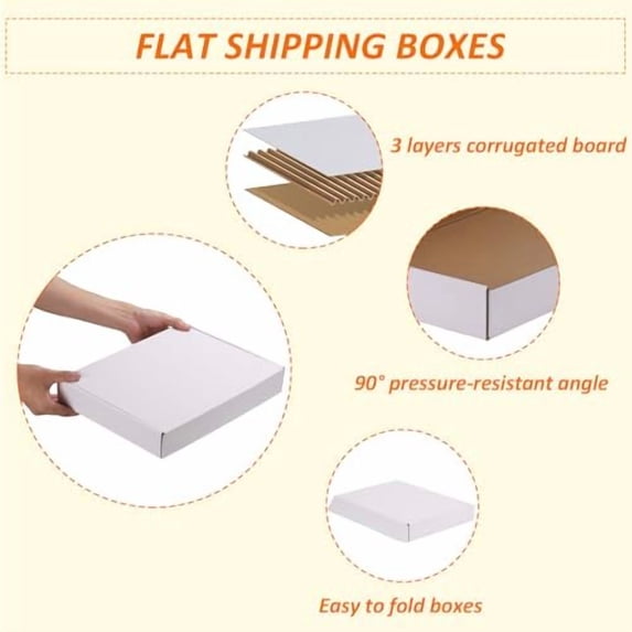 13x10x2 Shipping Boxes Set of 30, White Corrugated Cardboard Mailer Box ...