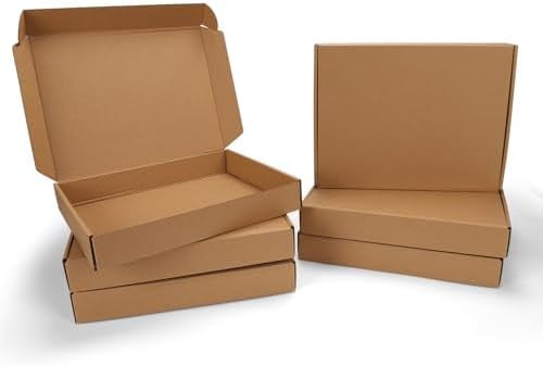 13x10x2 inch Shipping Boxes 6 Pack Brown, Tab Lock Tuck Top Mailer ...
