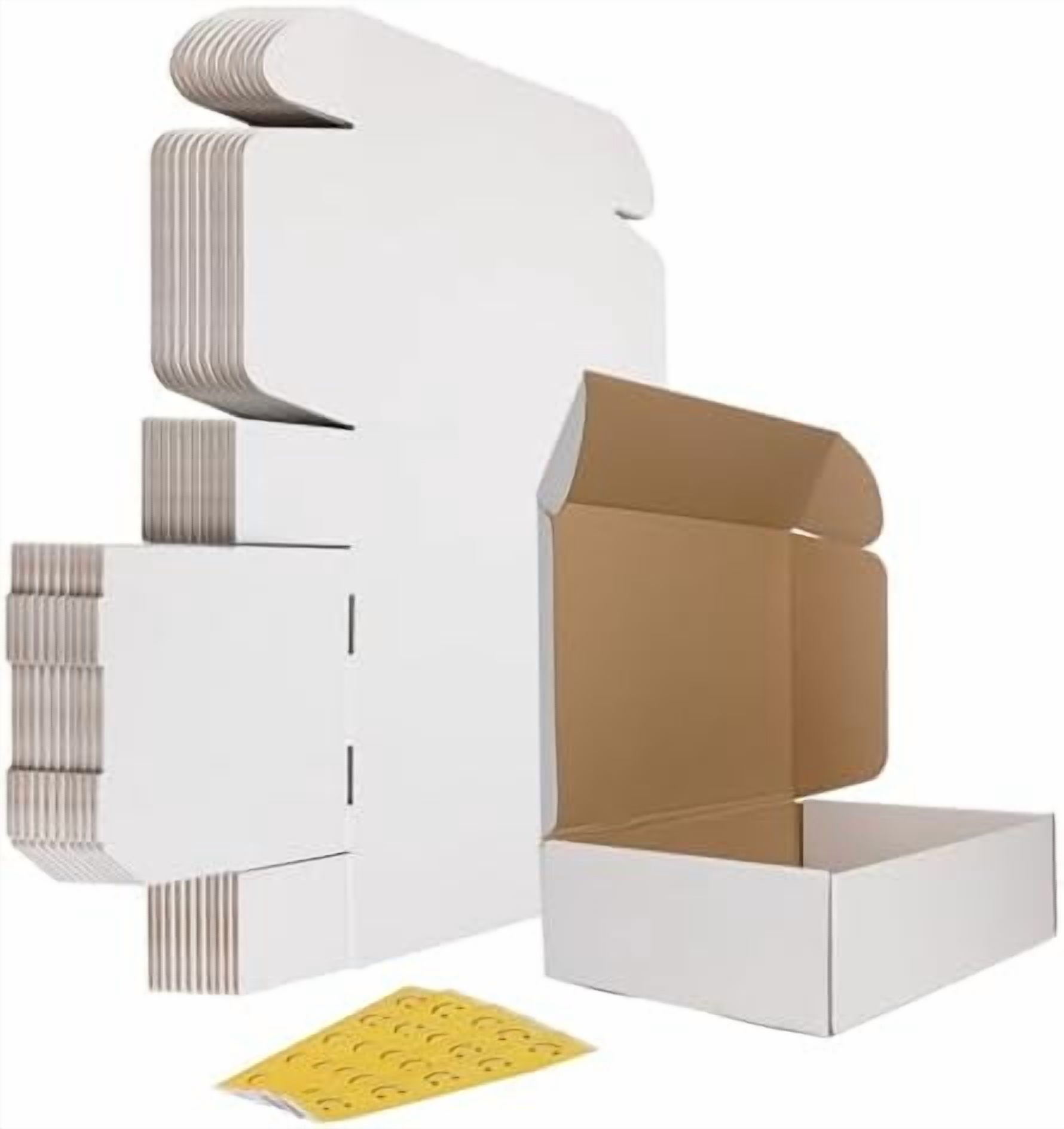 13x10x4 inches Shipping Boxes Set of 15, White Corrugated Cardboard Box ...