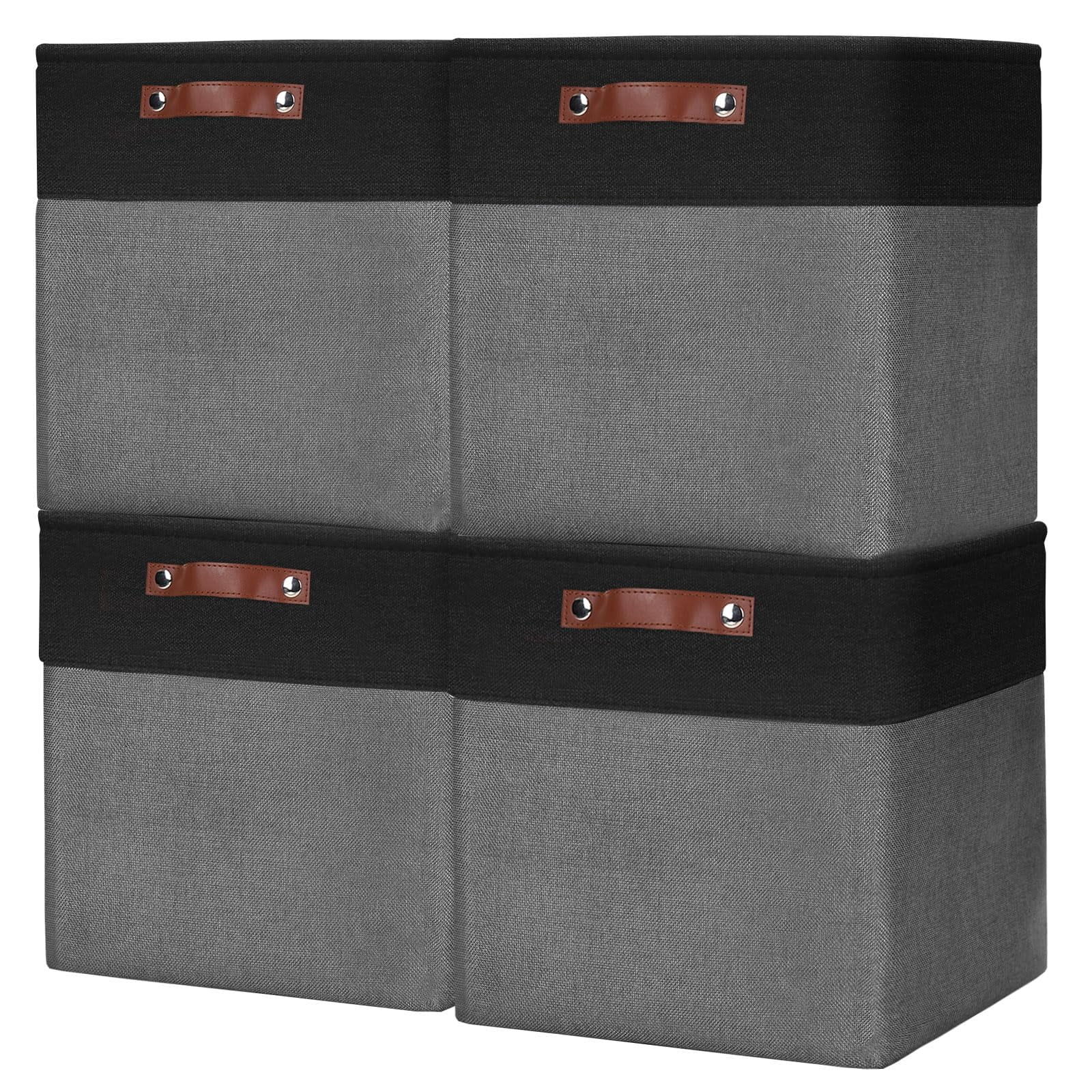 13x13 Cube Storb Collapsible Fabric Box 4 Pack Closet Baskets With ...