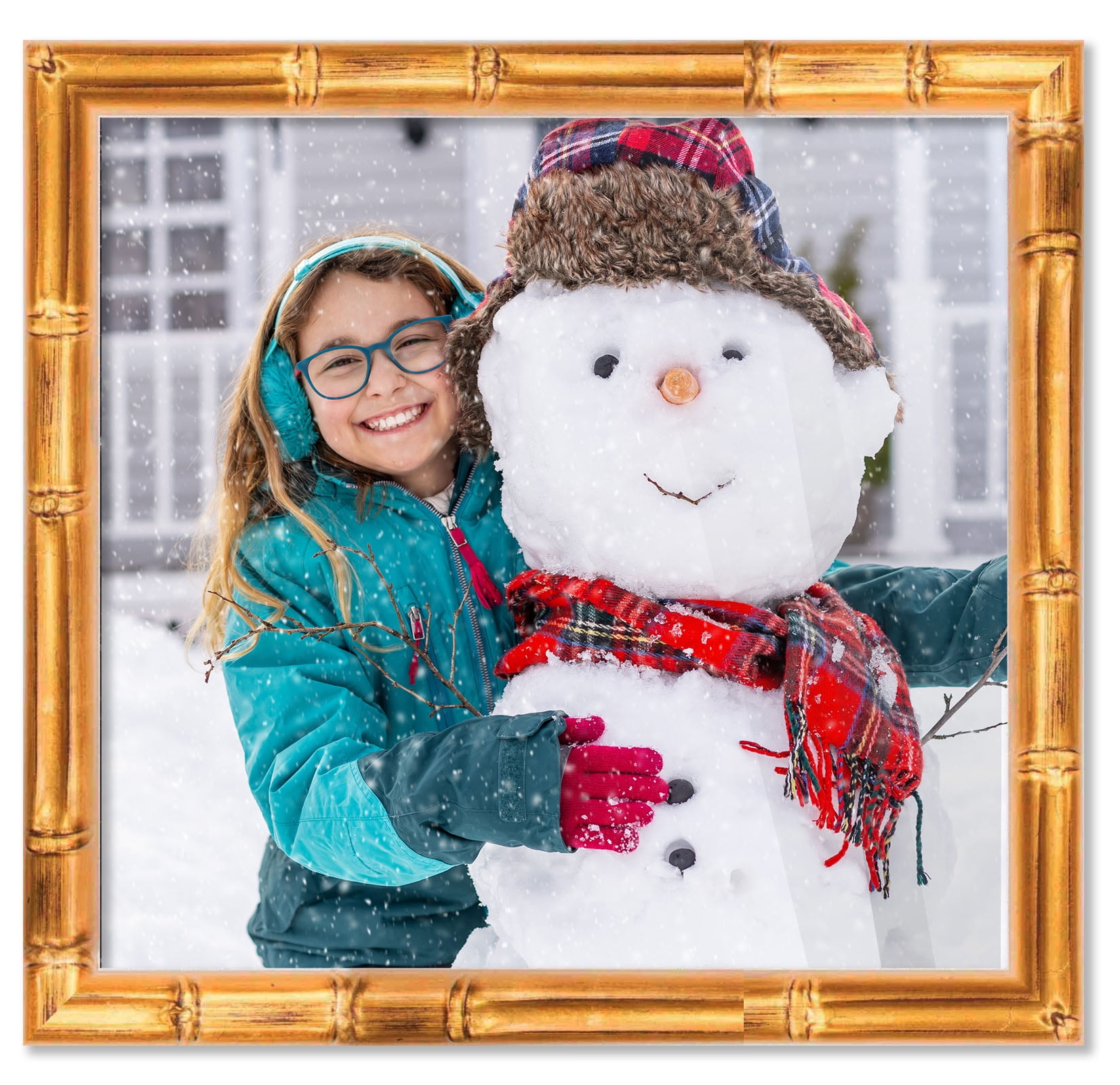 13x13 Frame Gold Bamboo Picture Frame - Modern Photo Frame Includes UV ...