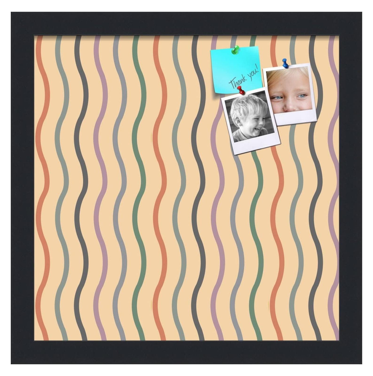 13x13 Inch Cork Bulletin Board. This Decorative Framed Pin Board Comes ...