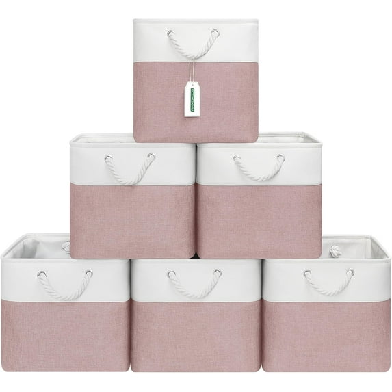 13x13 Inch Cube Stora Bins with Reinforced Bottom Cardboard, 6 Pack Lar ...
