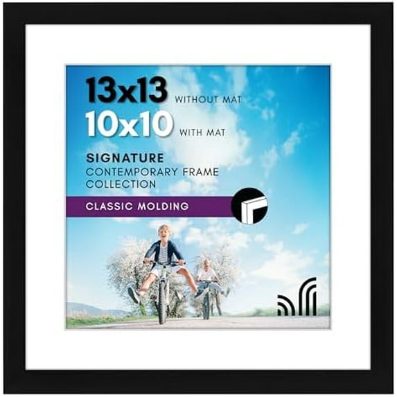 13x13 Picture Frame with Shatter-Resistant Glass - Use as 10x10 Frame ...