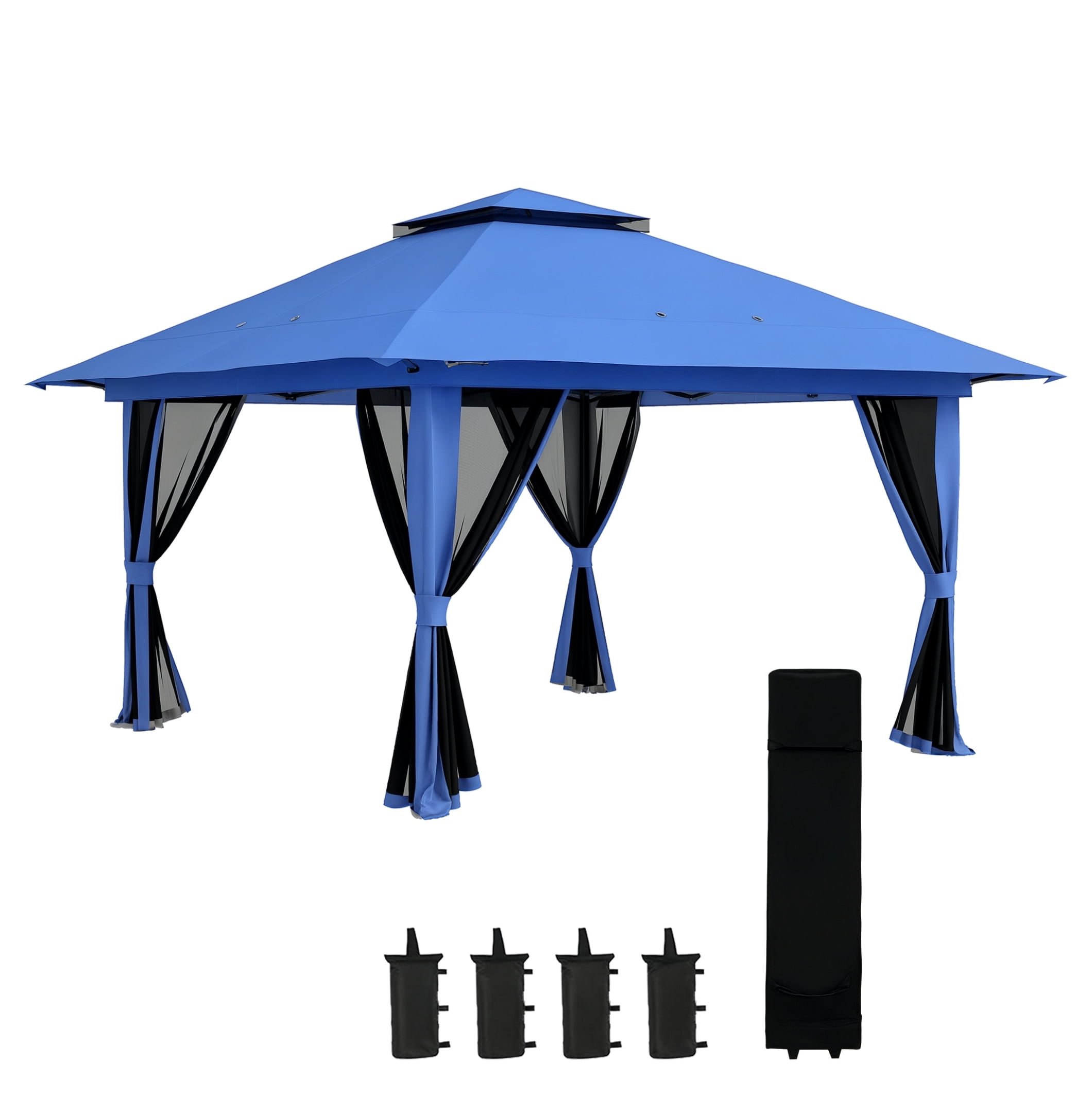 13x13 Pop Up Gazebo Canopy Tent Shelter - Instant Setup, 2-Tier Roof ...