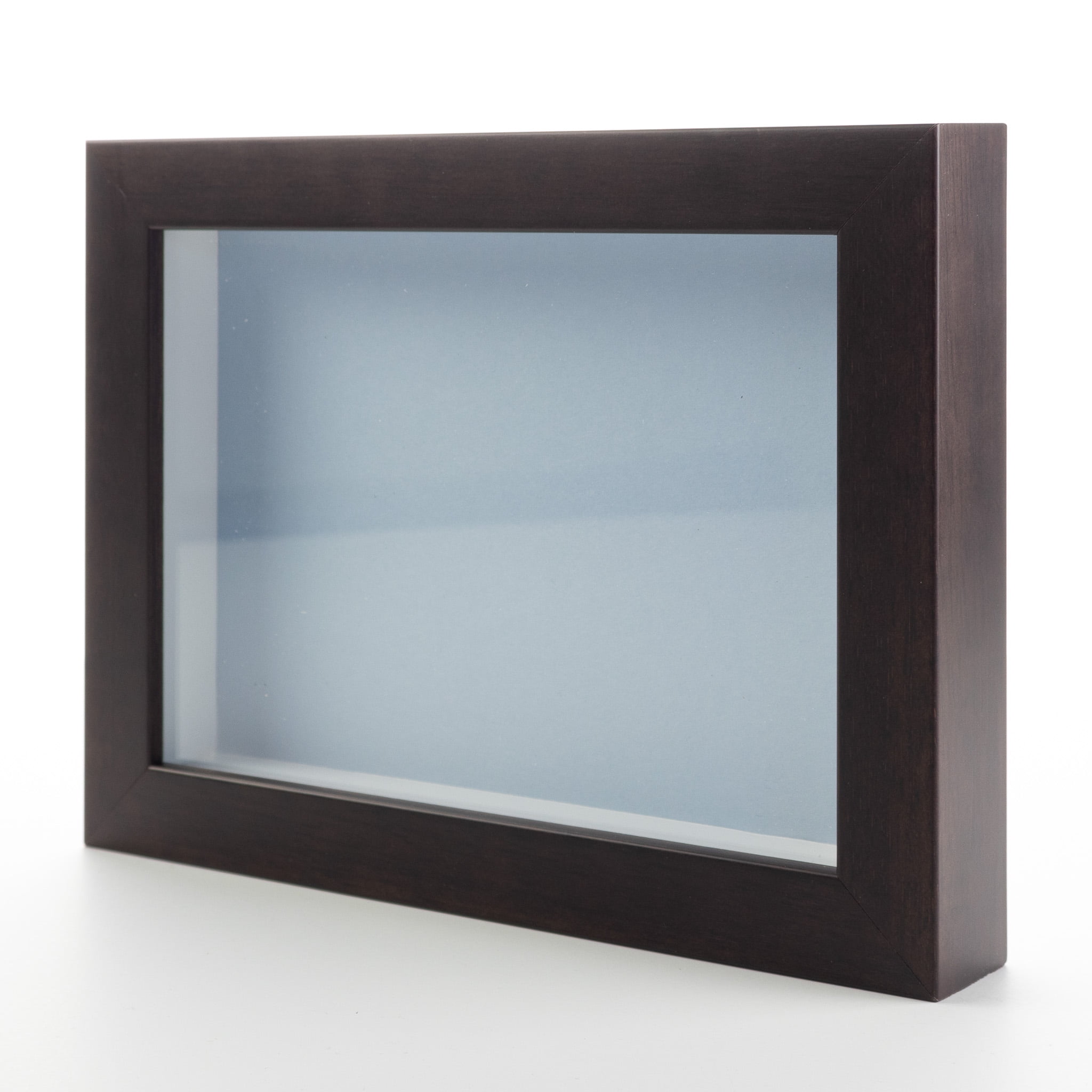 13x13 Shadow Box Frame Dark Brown Real Wood with a Blue Acid-Free ...