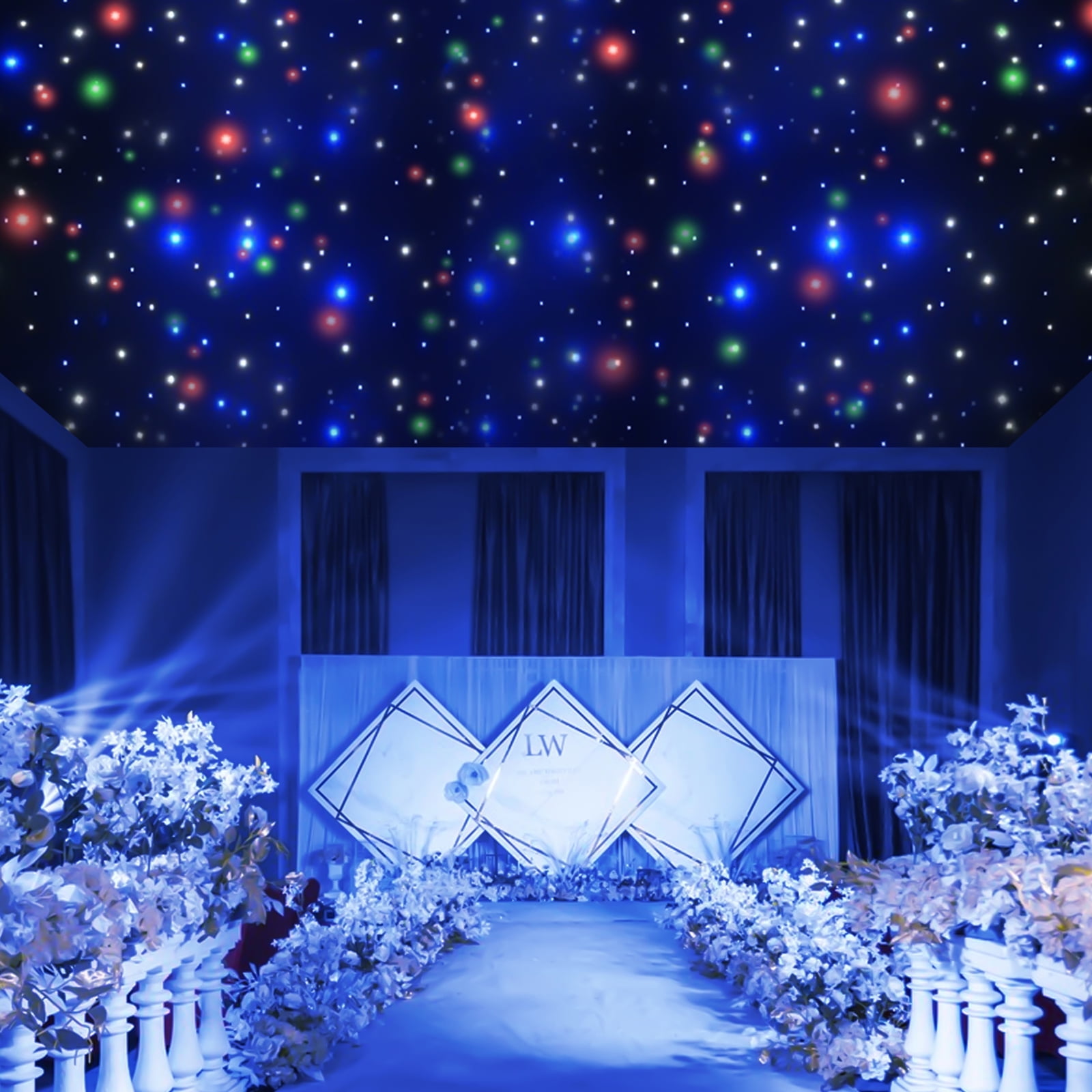 13x13FT LED Light Backdrop Velvet Cloth Star Curtain w/ DMX Control, 1 ...