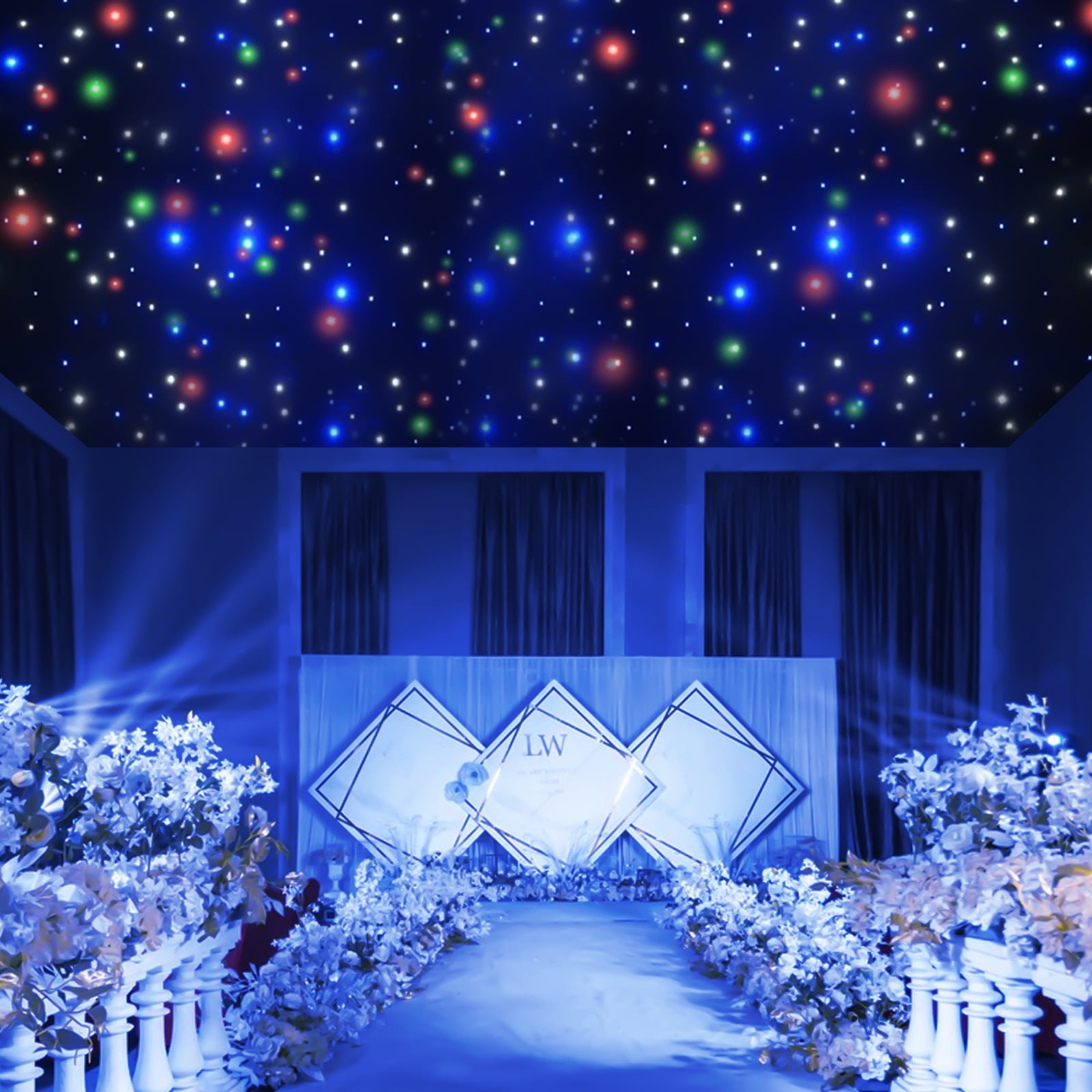 13x13FT LED Backdrop White, Warm White, Blue, Red ＆ Green LED Star ...
