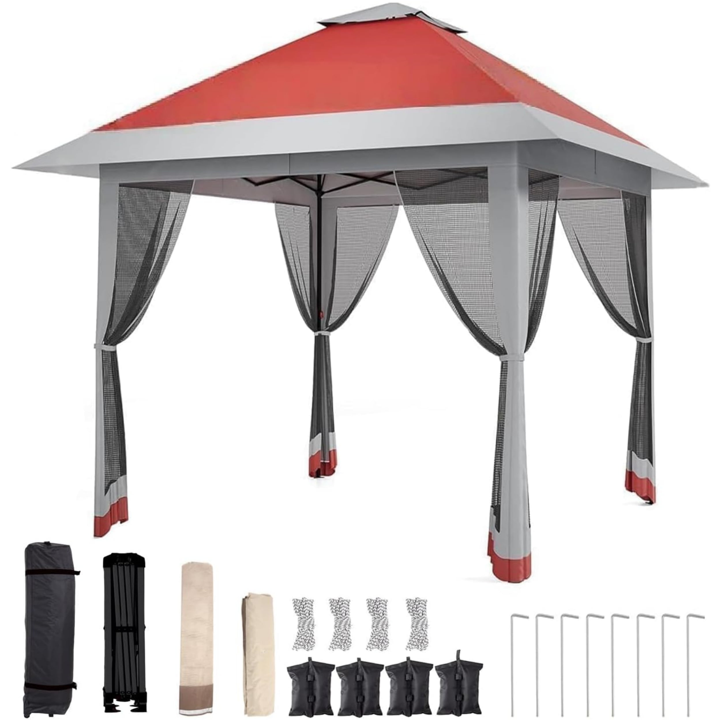 13x13FT Pop-Up Gazebo Outdoor Pop-Up Tent Gazebo with Netting ...