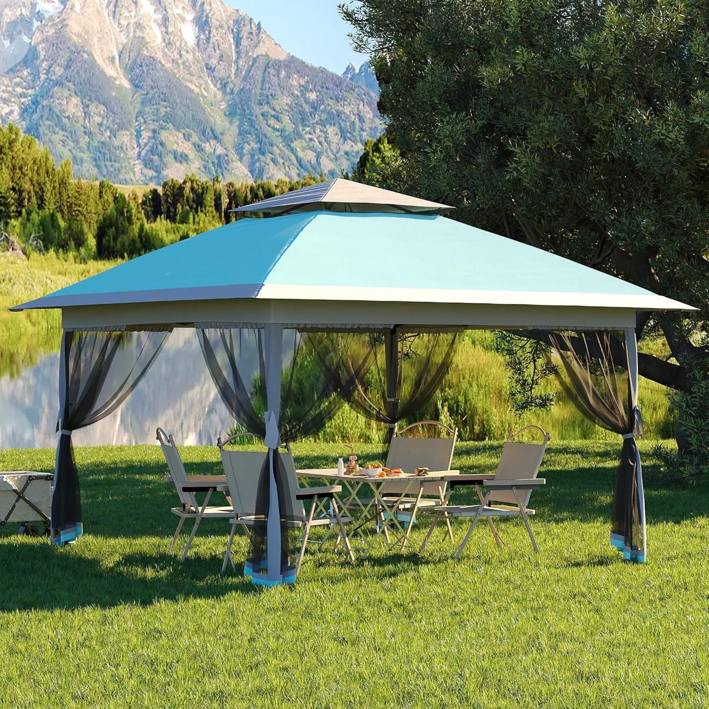 13x13FT Pop-Up Gazebo Outdoor Pop-Up Tent Gazebo with Netting ...