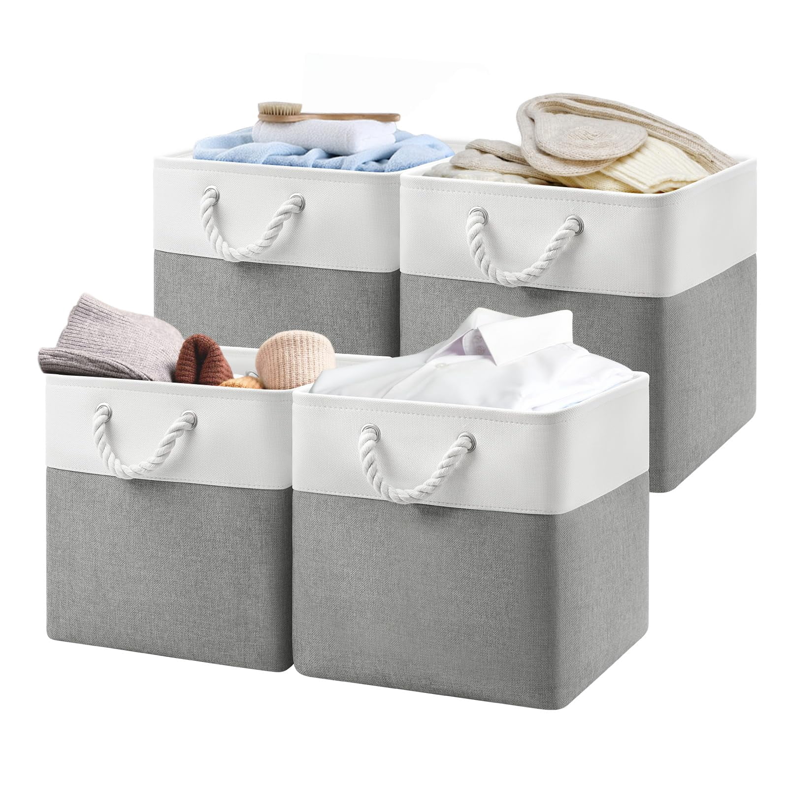 13x13x13 Cube Storb4 Pack Large Foldable Fabric Cubes With Handles For ...