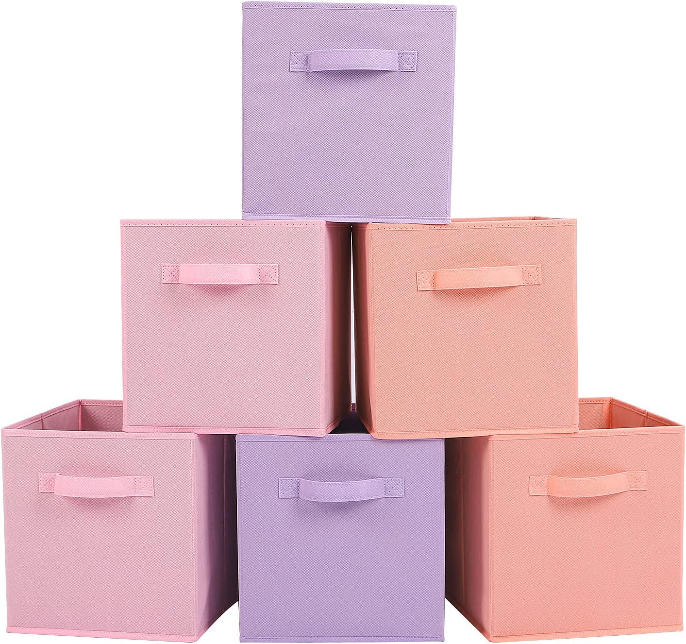13x13x13 Inch Fabric Storage Bins 6 Pack Colorful Durable Foldable Cube ...