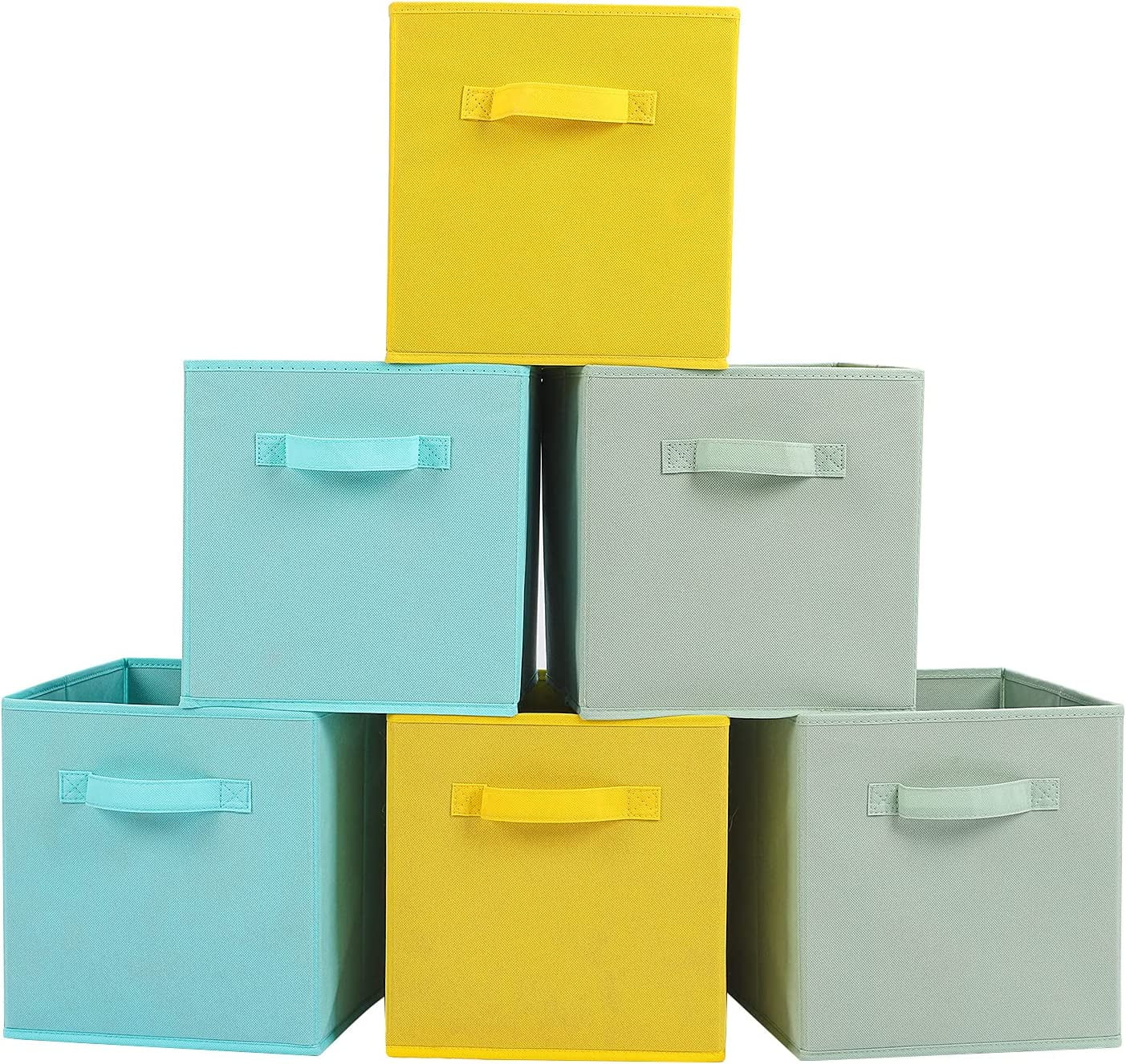 13x13x13 Inch Fabric Storage Bins 6 Pack Colorful Storage Cubes with ...