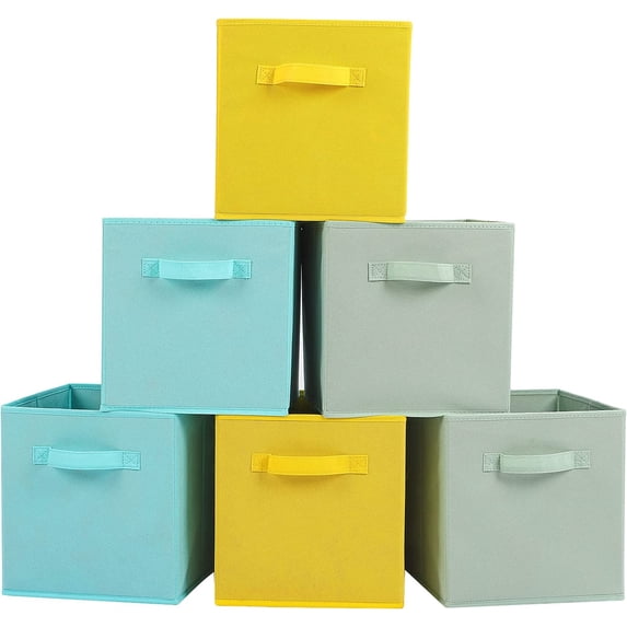 13x13x13 Inch Fabric Storage Bins 6 Pack Colorful Storage Cubes with ...