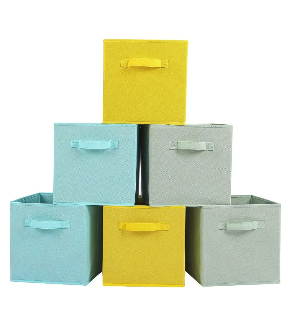 13x13x13 Inch Fabric Storage Bins 6 Pack Fun Colored Storage Cubes with ...