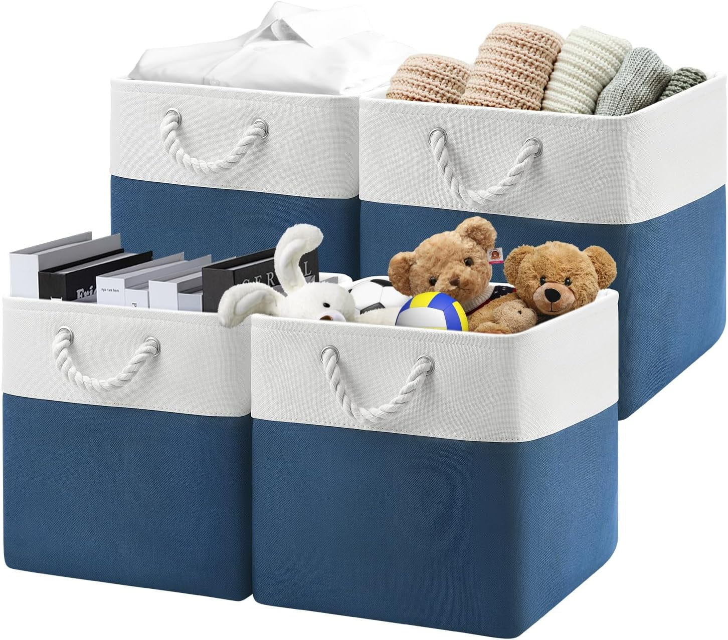 13x13x13 Storage Cube Bins,Set of 4, Large Foldable Fabric Storage ...