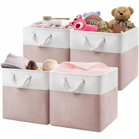 13x13x13 Storage Cube Bins,Set of 4, Large Foldable Fabric Storage ...
