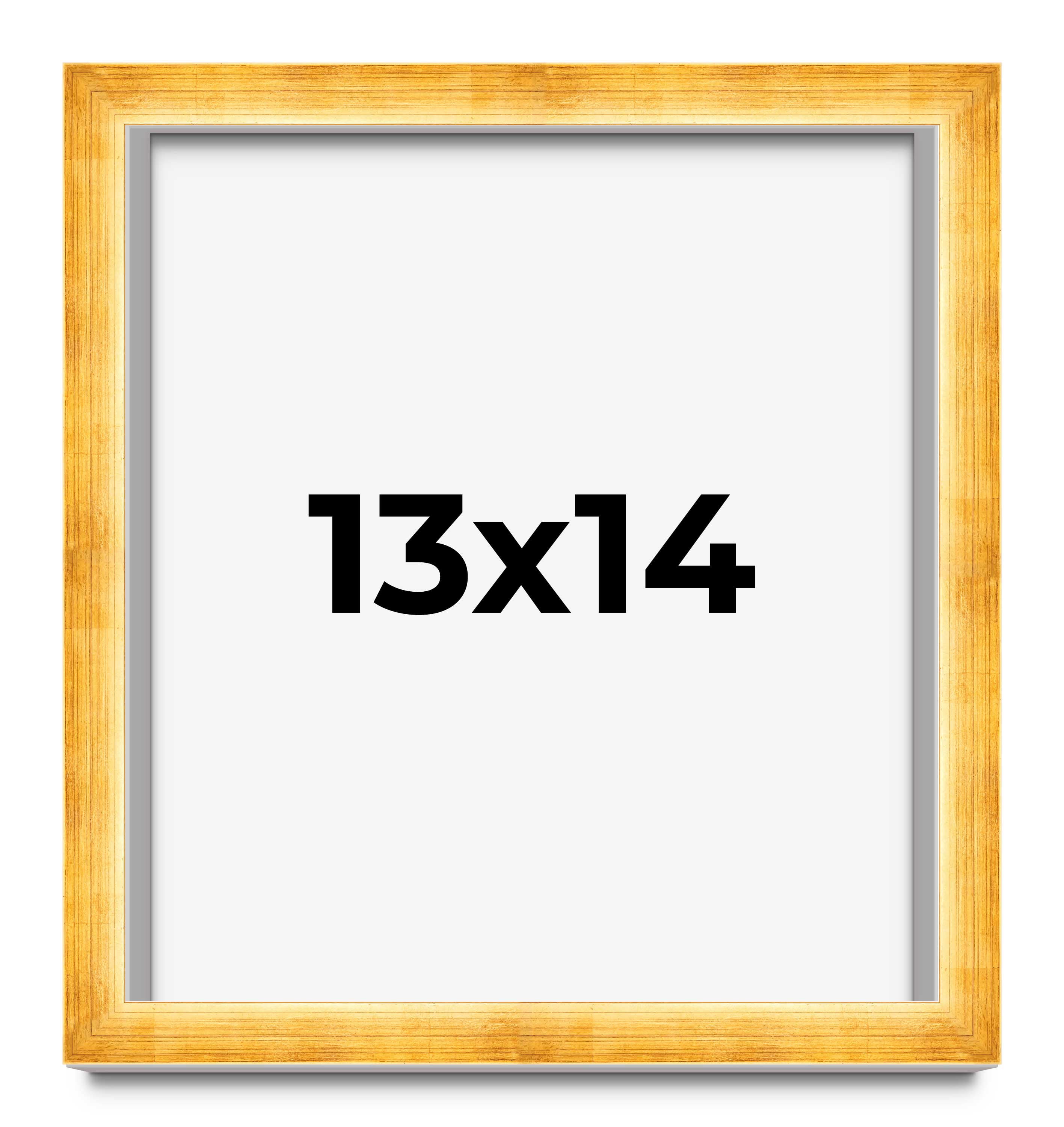 13x14 Shadow Box Frame Gold | 1.625 Inches Deep Real Wood Traditional ...