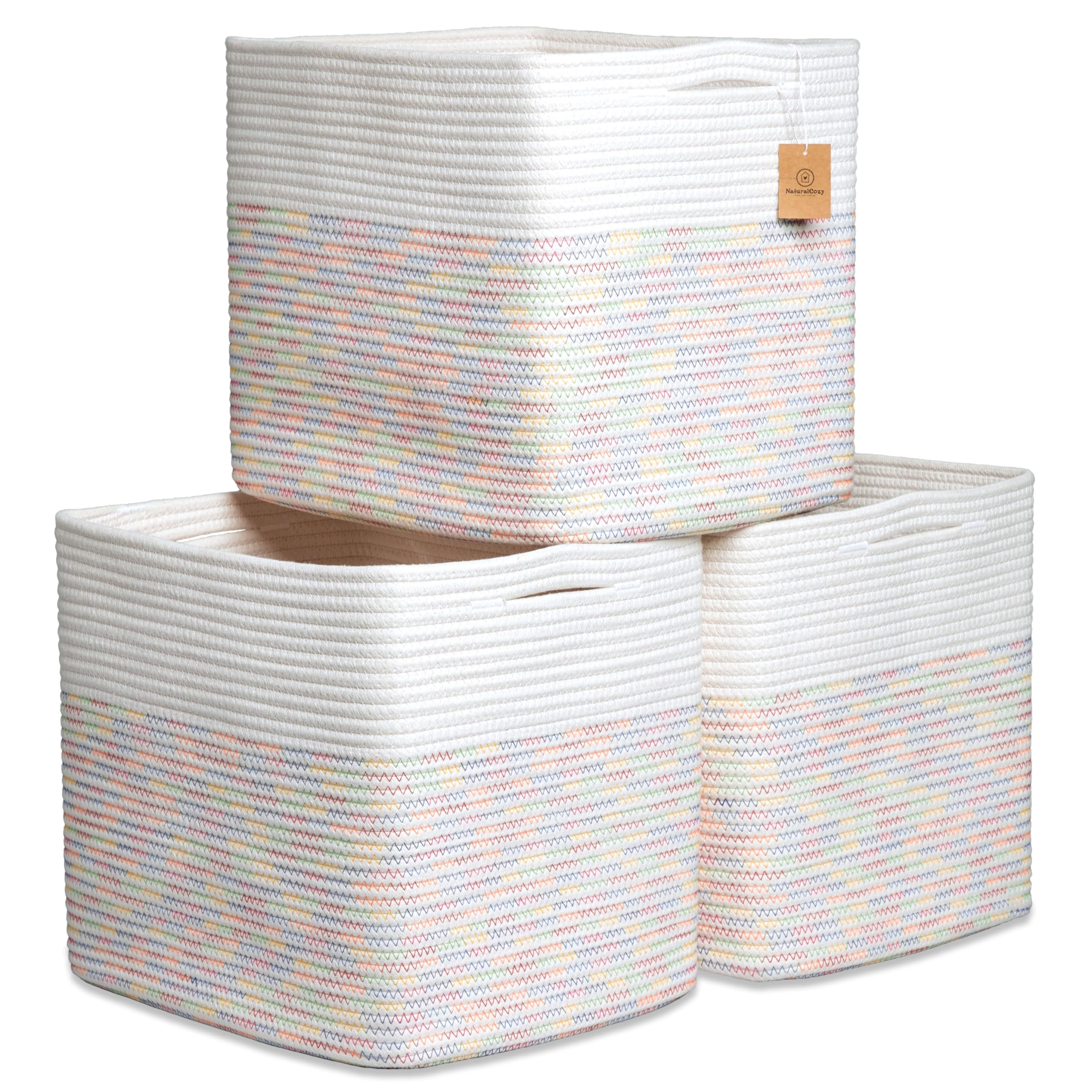 13x15x13 Kallax Storage Cubes Bins 3 Pack | Cotton Rope Cube Bin Woven ...