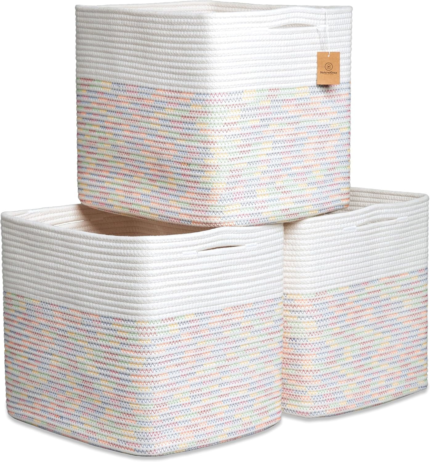 13x15x13 Kallax Storage Cubes Bins, 3 Pack | Cotton Rope Cube Storage ...