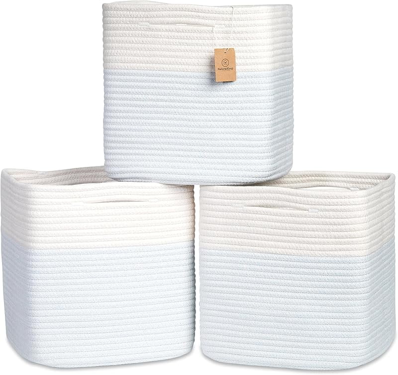 13x15x13 Kallax Storage Cubes Bins, 3 Pack | Cotton Rope Cube Storage ...