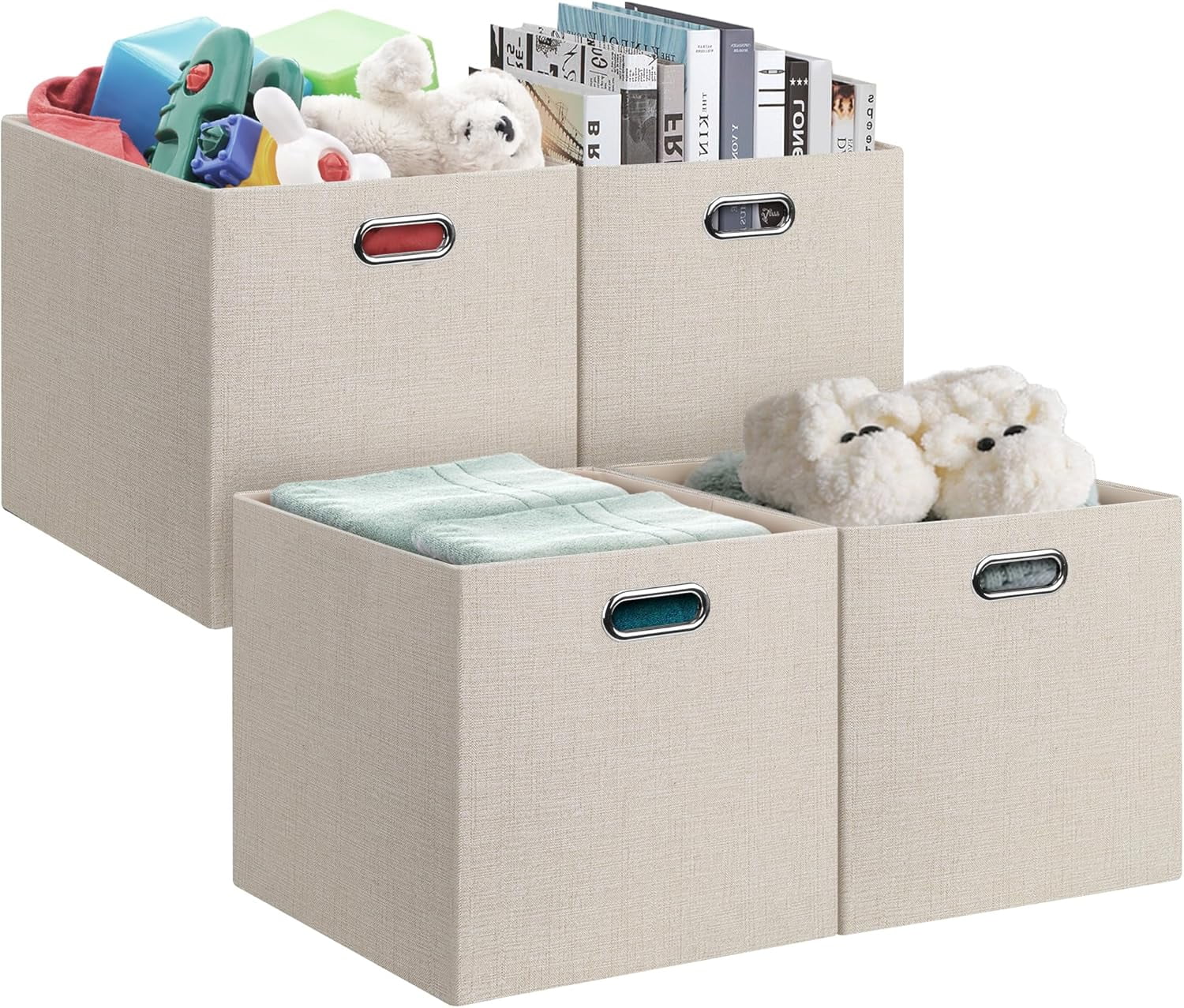 13x15x13in Collapsible Storage Bins, Fabric Foldable Cube Storage Boxes ...