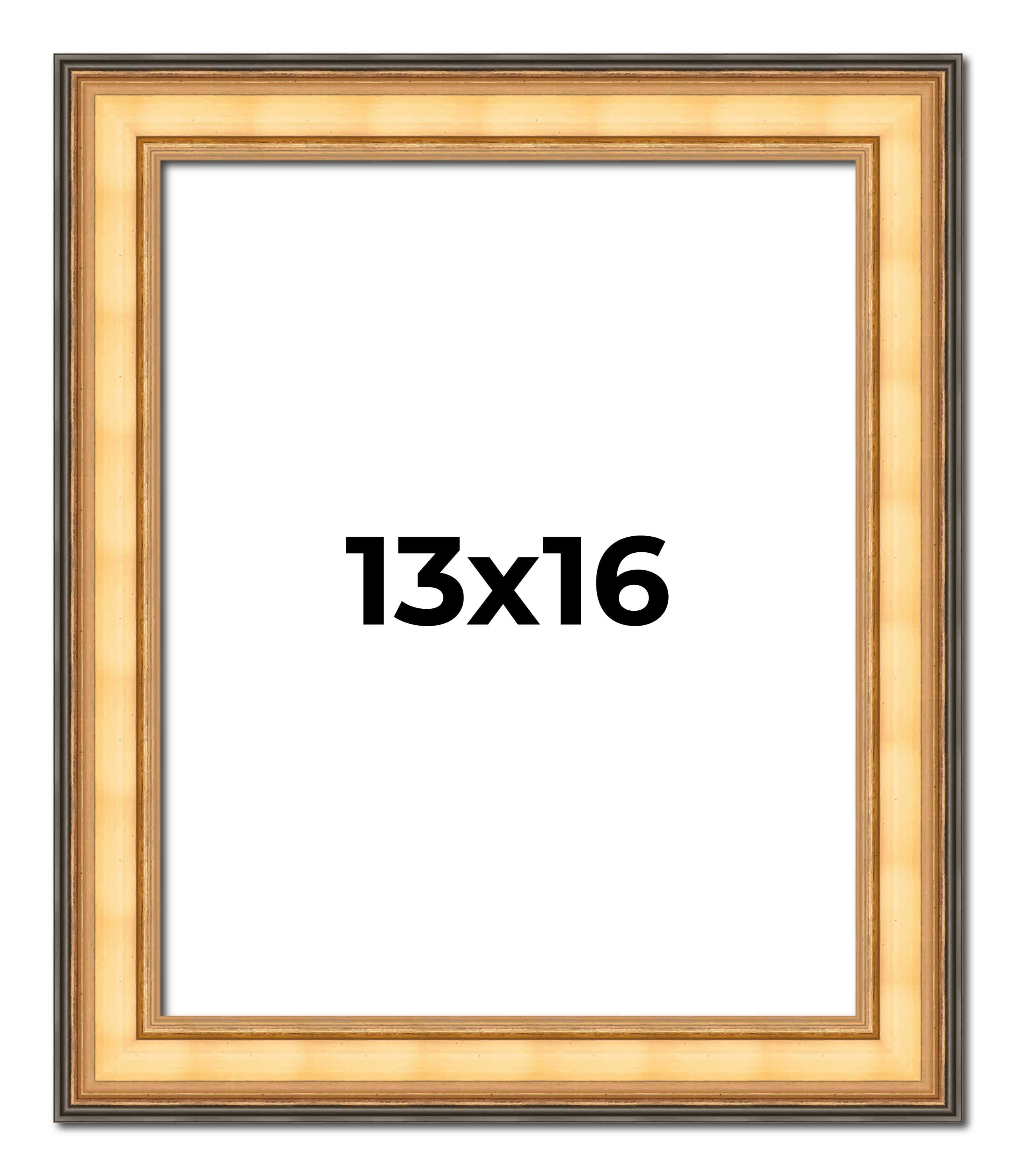 13x16 Frame Gold Plein Aire Solid Wood Picture Frame Width 2 Inches ...